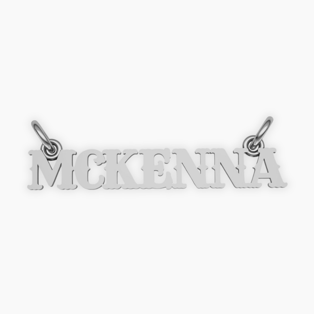 14K WHITE GOLD WESTERN NAME PLATE | Patty Q's Jewelry Inc