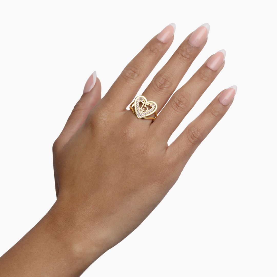 14K YELLOW GOLD ELENA HEART QUINCE RING | Patty Q's Jewelry Inc