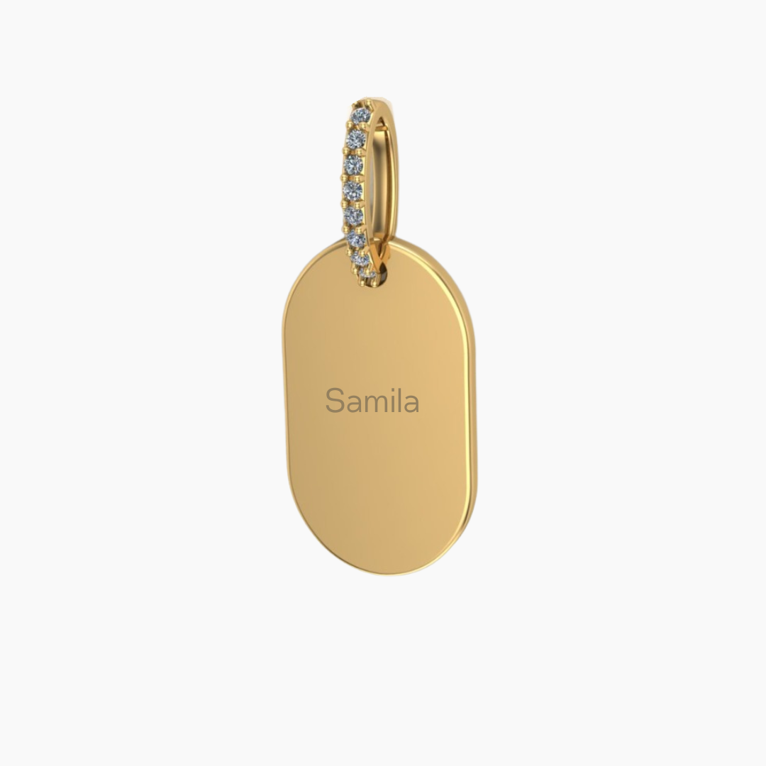 14K YELLOW GOLD DIAMOND BAIL OVAL PENDANT -ENGRAVABLE | Patty Q's ...