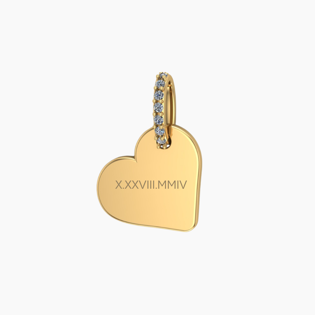 14K YELLOW GOLD DIAMOND BAIL HEART PENDANT -ENGRAVABLE | Patty Q's ...