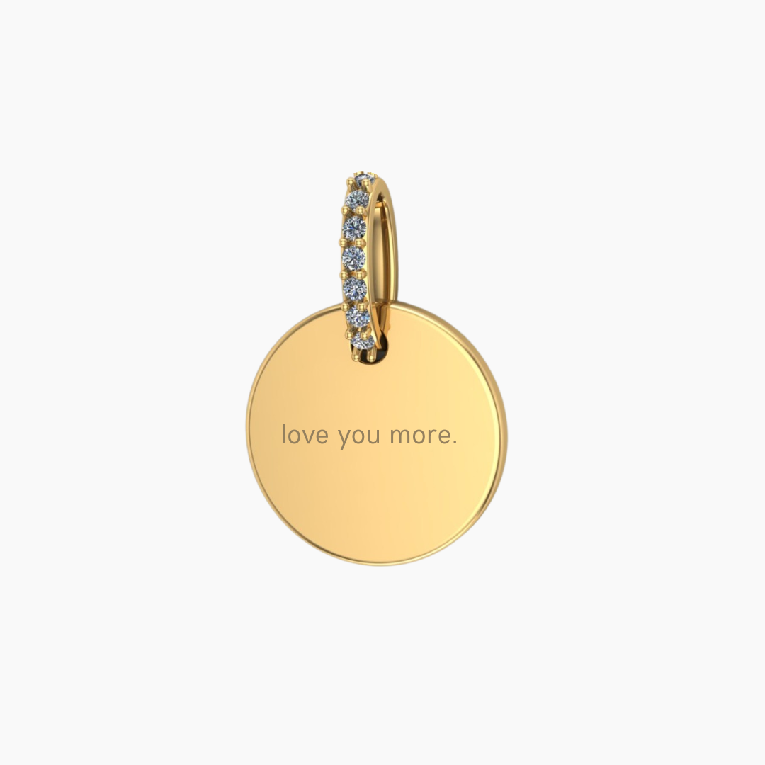 14K YELLOW GOLD DIAMOND BAIL DISC PENDANT -ENGRAVABLE | Patty Q's ...