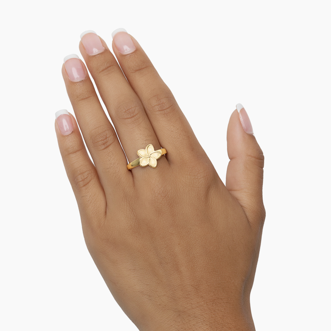 14K YELLOW GOLD ISLAND GAL HIBISCUS RING | Patty Q's Jewelry Inc