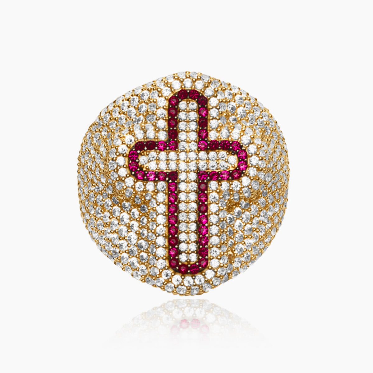 10K YELLOW GOLD ICY ANOINTED CROSS RING | Patty Q's Jewelry Inc