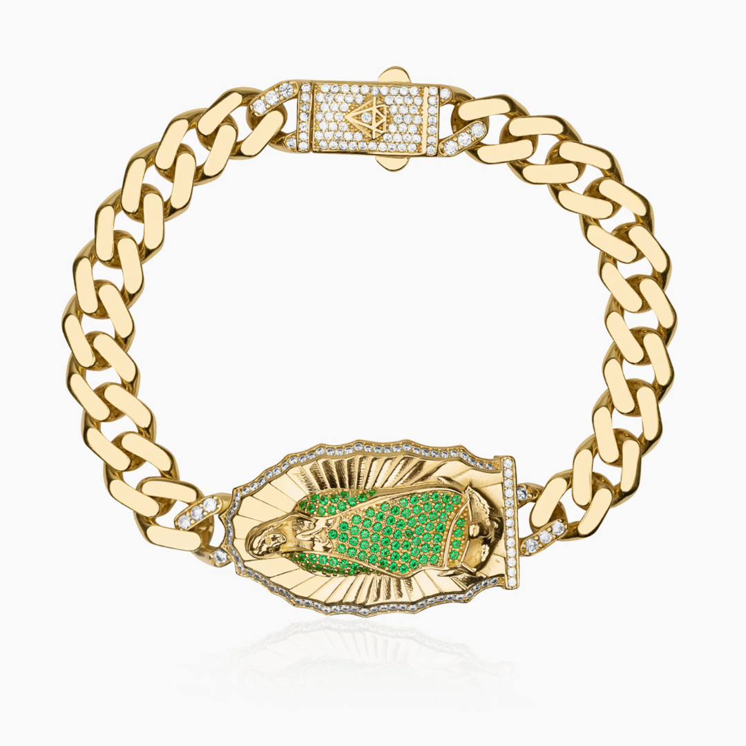 14K YELLOW GOLD ICY VIRGIN MARY MONACO BRACELET -9MM | Patty Q's ...
