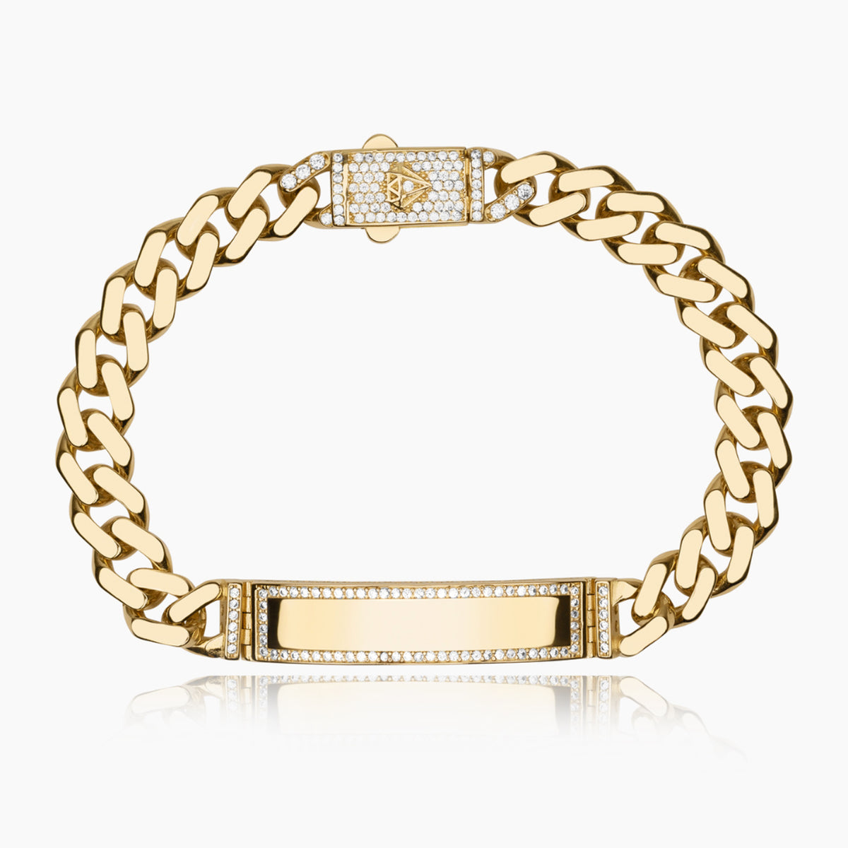 14K YELLOW GOLD ICY BORDER MONACO ID BRACELET -7.0MM | Patty Q's ...