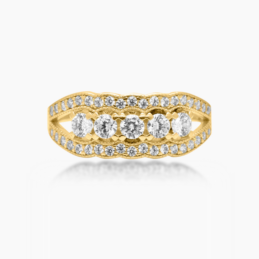 14K YELLOW GOLD CZ CAROUSEL RING | Patty Q's Jewelry Inc