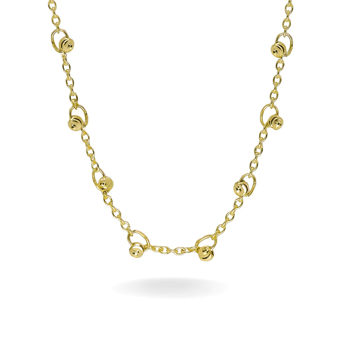 10K YELLOW GOLD MOON-CUT BEADED ROLO CHAIN -2.5MM | Patty Q's Jewelry Inc