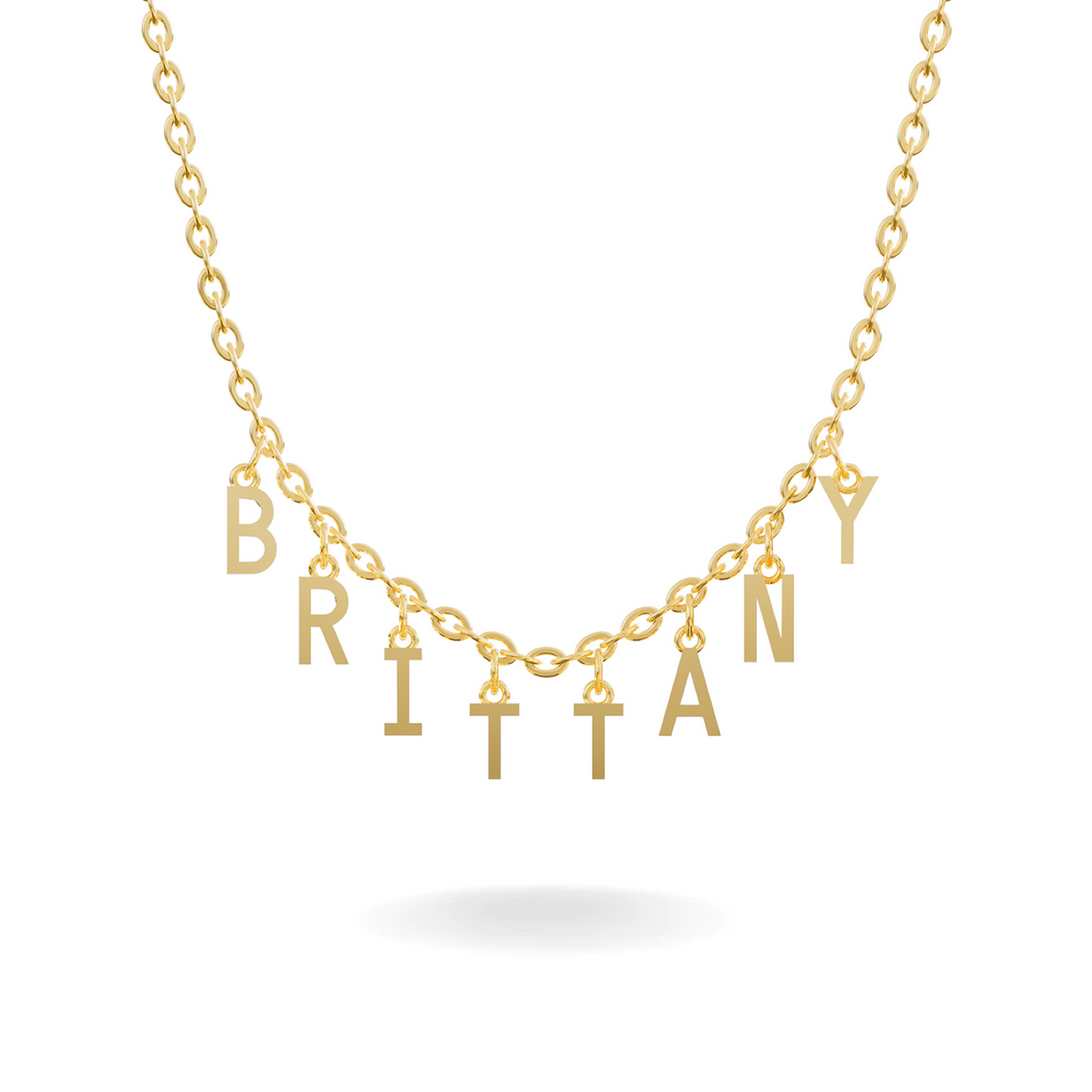 14K YELLOW GOLD SERIF DROP LETTERS NAME NECKLACE | Patty Q's Jewelry Inc