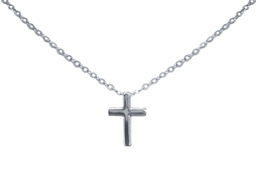 14K WHITE GOLD MINI FLOATING CROSS NECKLACE | Patty Q's Jewelry Inc