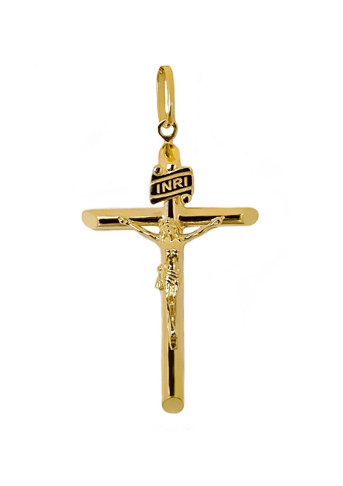 14K YELLOW GOLD JESUS INRI CROSS | Patty Q's Jewelry Inc