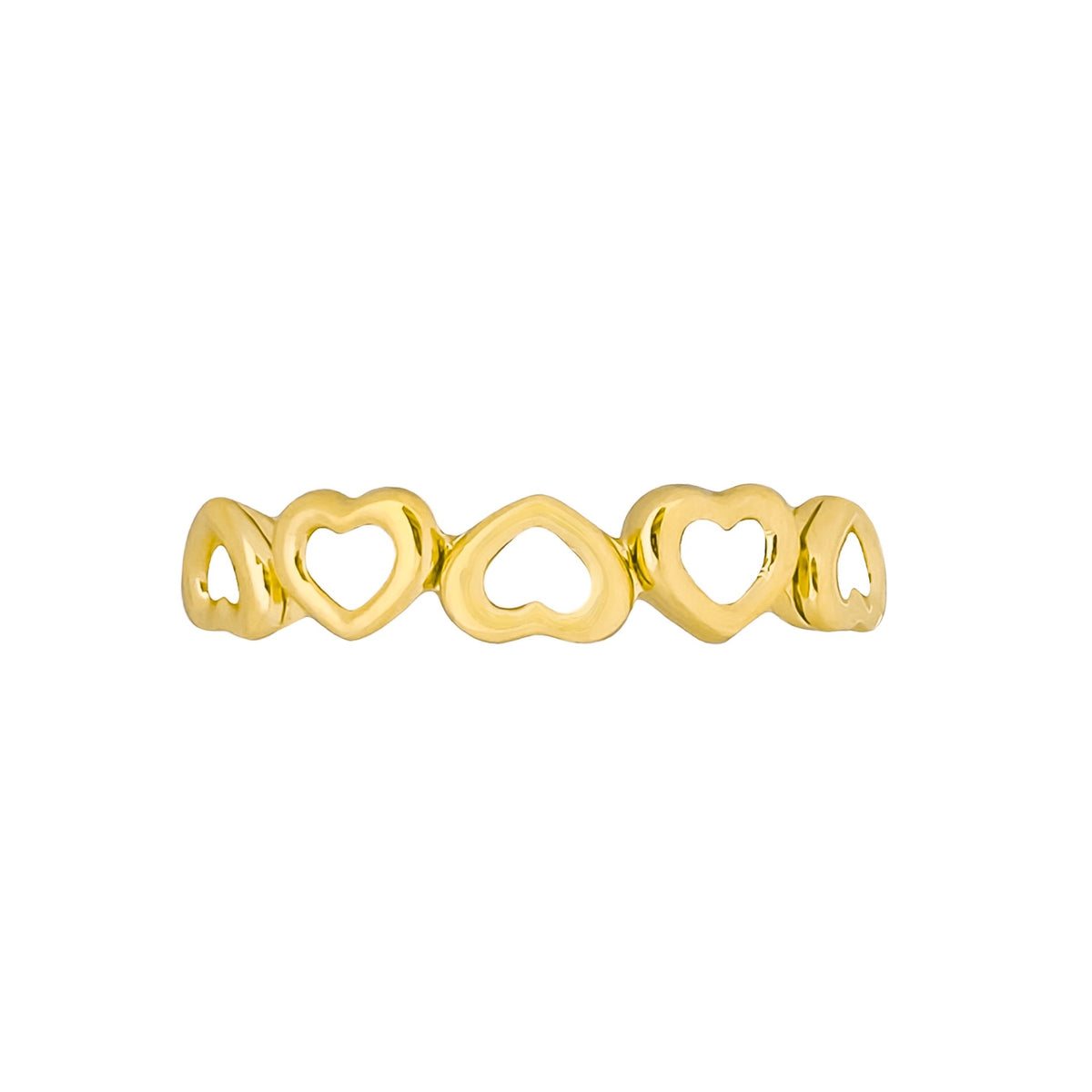 14K YELLOW GOLD ALTERNATE OPEN HEART PATTERN RING | Patty Q's Jewelry Inc